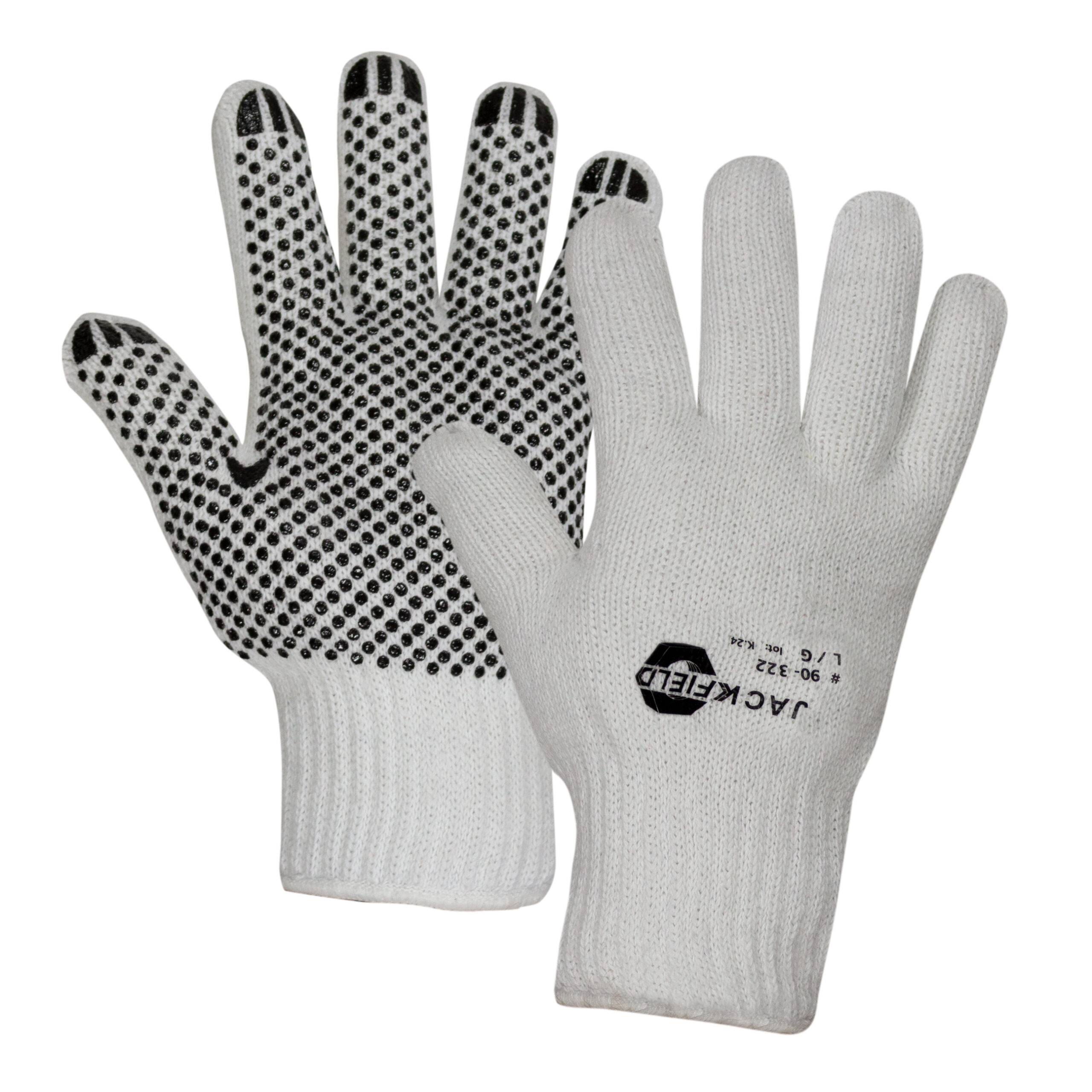WHITE THERMAL BLEACHED GLOVES WITH PVC DOTS - Jackfield